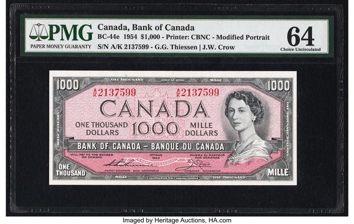 New Canadian 1000 Dollar Bill
