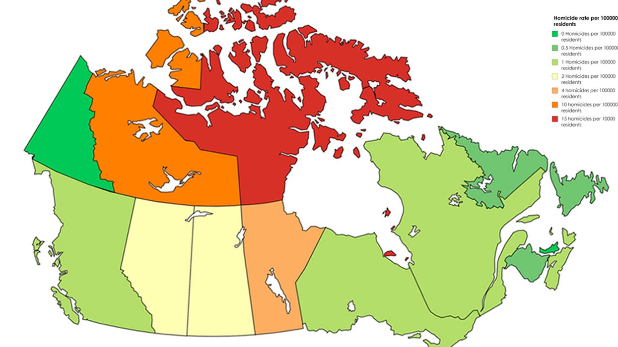 Map Of Canada Showing Homicide Rates In Every Province MTL Blog Map Of Canada Showing Homicide Rates In Every Province MTL Blog